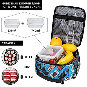 Gbuzozie Video Game Controller Background Lunch Bag Insulated Portable Reusable Gaming Theme Lunch Box With Zipper For Women Men Picnic Beach