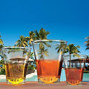 Kingzak Clear Plastic Double Shot Glasses - 5 oz | 10 Drinking Party Cups, Great Disposable Plastic Cups For Party & Home Essentials, Party Supplies, & Kitchen Essentials