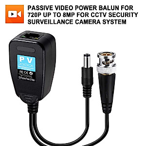 DeguangXin Passive Video Balun 12 Pairs HD-CVI/TVI/AHD Passive Video Balun with Power Connector and RJ45 CAT5 Data Transmitter BNC Twisted Pair