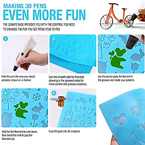 Blue 3D Printing Pen Mat - 3D Pen Mat for Kids, Adults - 16.3x10.8 inch 3D mat with Animal Patterns for 3D Printing Pen - Great 3D Silicone Pen Mat - Blue