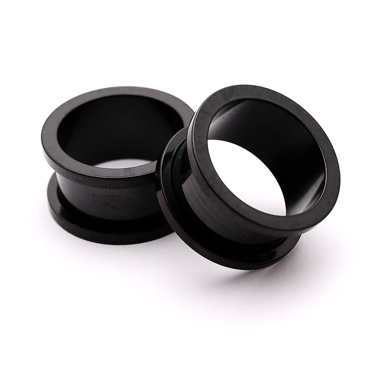 Mystic Metals Body Jewelry Black Steel Screw on Tunnels Large Gauge - Sold As a Pair (11/16" (18mm))