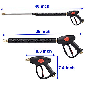 M MINGLE Replacement Pressure Washer Gun with Extension Wand, 14'' Pressure Washer Surface Cleaner Attachment