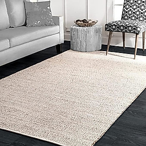 S & L Homes Jute Cotton Hand Woven Natural Farmhouse Area Rug for Living Room - Rustic Vintage Bohemian Décor - (8' x 10' Natural)