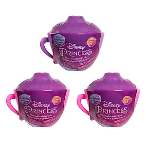 Disney Princess Mini Teacup Capsule Plushie, 3-Pack Set, Collectible Mini Plushie, Styles May Vary, Kids Toys for Ages 3 Up by Just Play