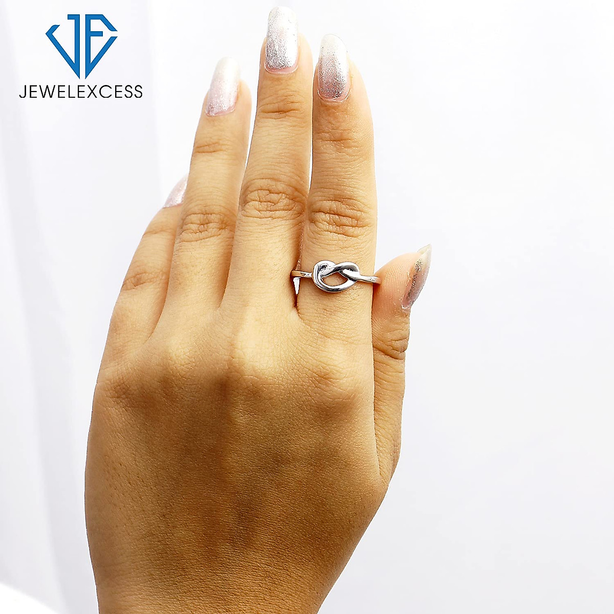 JEWELEXCESS Sterling Silver Love Knot Friendship Ring for Women | Dainty Sterling Silver Promise Ring For Women | Silver Celtic Knot Ring For Women