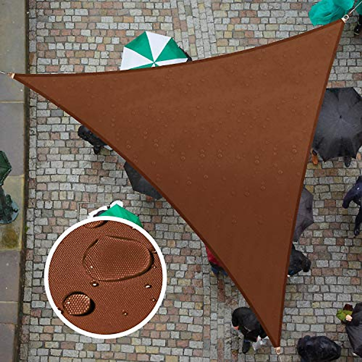 ColourTree 12' x 12' x 12' Brown TADT12 Triangle Waterproof Sun Shade Sail Canopy Awning Shelter Fabric, 95% UV Blockage UV & Water Resistant, Outdoor Patio Garden Carport (We Make Custom Size)