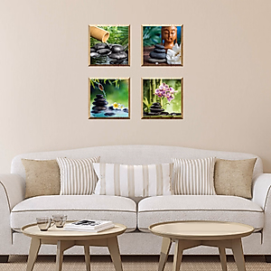 3D-Mirage 4 PC Pack Art Magic Peel and Stick 3D Vinyl Removable Wall Sticker Decals DIY Sticky Backsplash, Zen Garden Stone 4008-MI