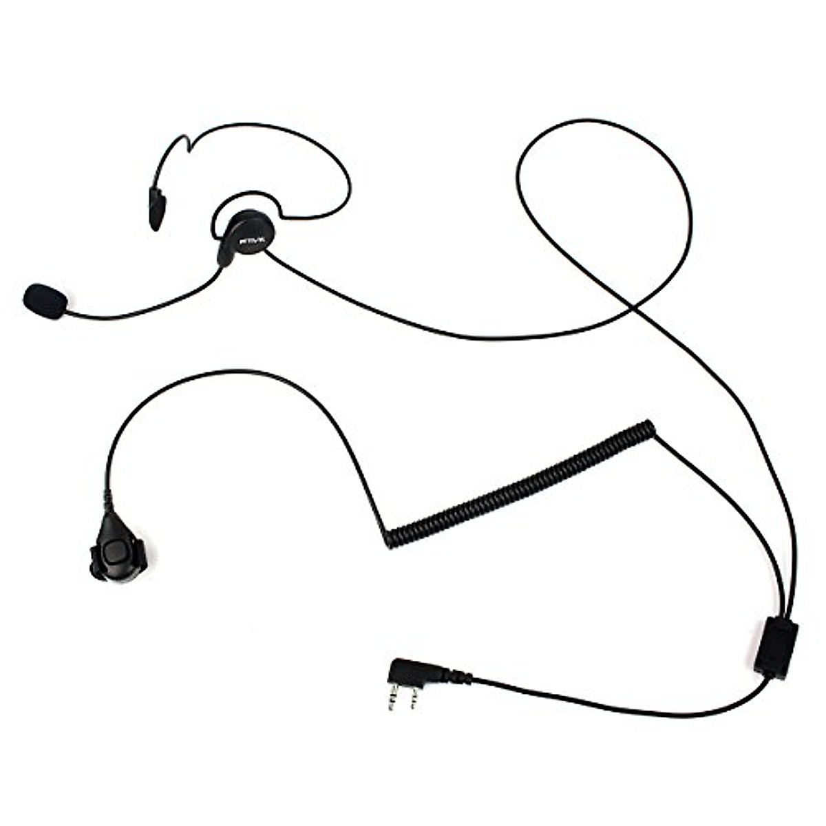 Retevis Behind-The-Head Walkie Talkie Earpiece with Boom Mic 2 Pin, Compatible RT22 RT21 H-777 RT68 RT19 pxton Arcshell Walkie Talkies, Two Way Radio Headset with Finger PTT(1 Pack)