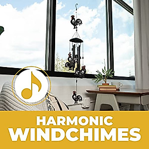 VP Home 33" H Rhythmic Roosters Chicken Wind Chimes for Outside, Unique Roosters Rhythmic Windchimes Outdoor Decoration Garden Decor, Chicken Decor Gift for Women, Mom, Grandma, Unisex