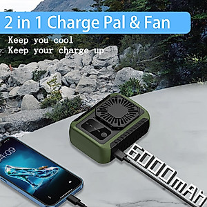 EaseHive 10000mAh Upgraded Waist Fan - Stepless Adjustable Speed, Rechargeable Neck Fan with over 24 hours Working time, 12000RPM Airflow, Cooling Fan with Lanyard, for Outdoor Scenario, Green