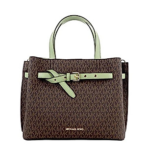 Michael Kors Emilia Lg Triple Compartment Signature Brown Mk Light Sage