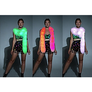 bDDeDD Women Neck Scarf, Winter Wraps Faux Fur Boa Shawl,Party with LED Light Up Long Scarves 100color