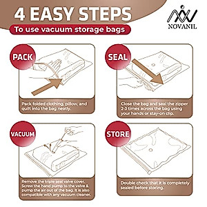 VACUUM STORAGE BAGS WITH HAND PUMP, VARIETY 20 PACK (5 JUMBO, 5 LARGE, 5 MEDIUM, 5 SMALL), VACUUM SEALER COMPRESSION BAGS FOR CLOTHES, DUVETS, PILLOWS, TRAVEL, AND MOVING, SEVEN LAYERS, DOUBLE-ZIP