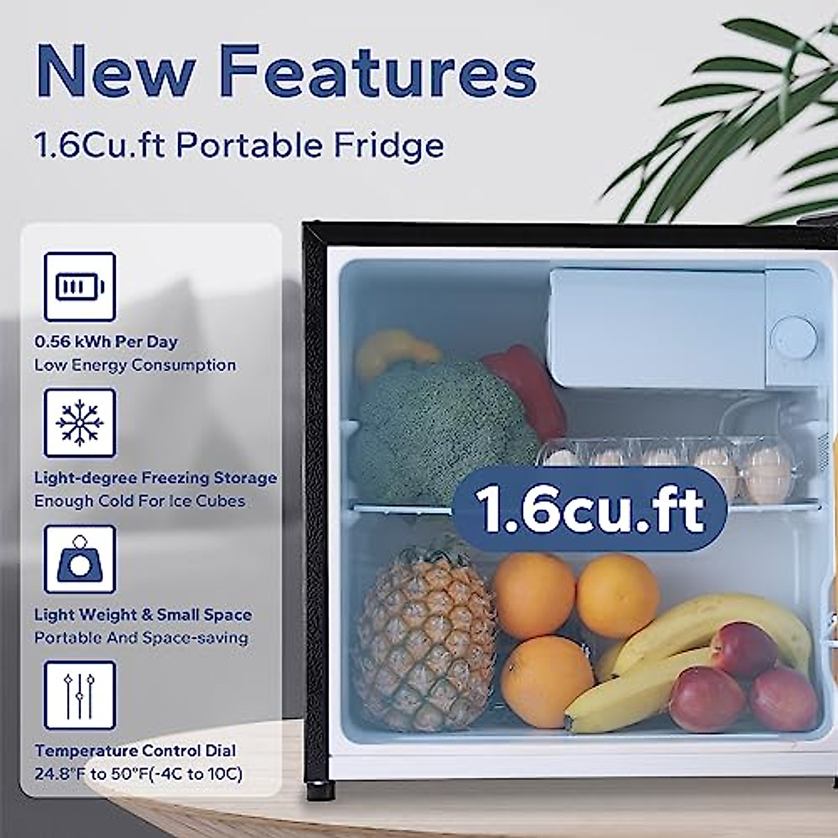 BANGSON Small Refrigerator,1.6 Cu.Ft Mini Fridge With Freezer,Mini Fridge For Bedroom,Mini Fridge For Office,Reversible Single Door,Compact Refrigerator For Office,Apartment,Dorm,Bedroom