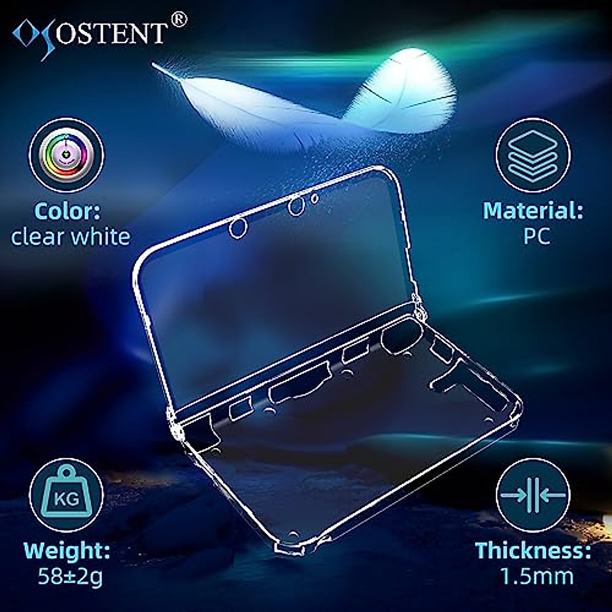 OSTENT Protective Clear Crystal Hard Guard Case Cover Skin Shell for Nintendo 3DS XL LL Color Clear White