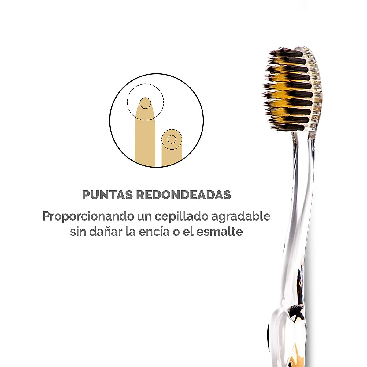 Nano-b Manual Toothbrush for Adults with Sensitive Gums, Gold & Charcoal Soft/Medium Bristles, Travel Case, Crystal