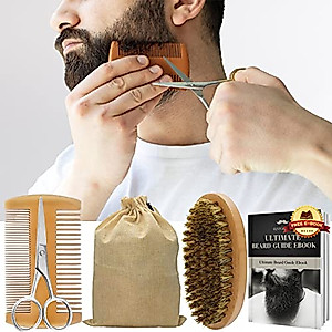 Beard Kit,Beard Growth Grooming Kit w/2 Pack Beard Oil & 2 Pack Beard Balm,Christmas Stocking Stuffers Gifts forfor Men Him Husband Dad Boyfriend,Shaving Kit w/Beard Wash Comb Brush (Sandalwood)