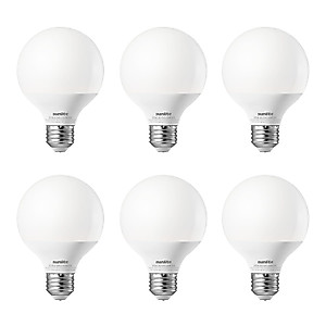 Sunlite G25 Globe Light Bulbs, 6W (60W Equi.), Medium E26 Base, 500 Lmns, Dimmable Round Type G Vanity LED Bulb, Frosted, Energy Star, 90 CRI, Title-20 Compliant, ETL Listed, 5000K Daylight, 6 Pack
