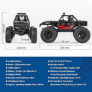 MQ & KUN FMS FCX24 1/24 Lemur RTR, 4x4 Brushed RC Buggy 8KPH+ RC Monster Baja Truck All-Terrain Off-Road RC Rock Crawler for Adults Included LED Headlight, Battery, 2.4Ghz Remote Control(Orange)