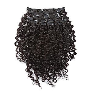 Sent Hair Clip in Hair Extensions Real Human Hair 28Inch 10Pcs Hair Extensions Clip in Curly Wave Long Thick 160g Human Hair Extensions for Women Soft Silky Clip in Extension Natural Black Double Weft