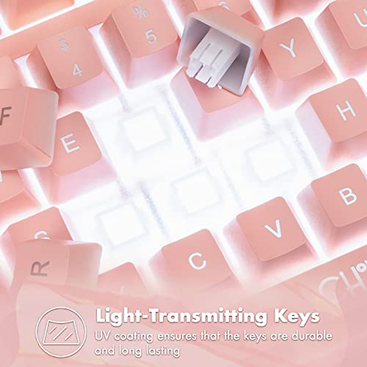 Gaming Keyboard and Mouse Pink Keyboard with White Backlit,CHONCHOW USB Wired 87key Gaming Keyboard Mini and Mouse 3600DPI,19 Keys No-Conflict, Illuminated Keys Compatible with PC/Ps4，Ps5/Xbox/Mac