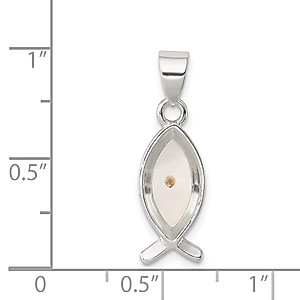 Sterling Silver Rhod-pltd Enameled Mustard Seed Ichthus Fish Pendant QQC6699