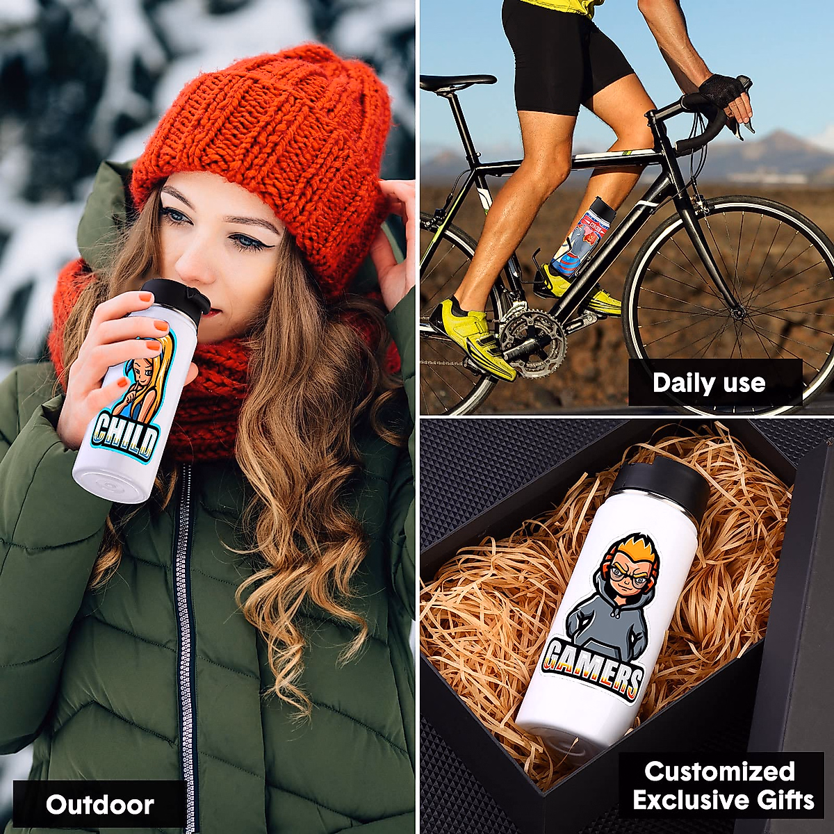 Mimorou 10 Pack Sublimation Blank Water Bottle Bulk 18 oz Stainless Steel Double Wall Sport Bottles Sublimation DIY Bottles for Gym, Hiking, Camping, Sports Outdoor Hot or Cold Drinks