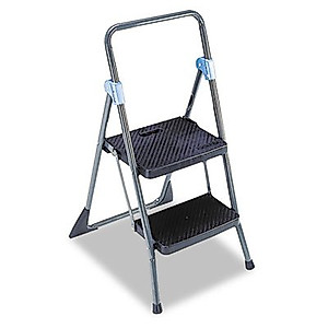 Large 14 1/2w x 12 1/4d top platform step. - COSCO Commercial 2-Step Folding Stool, 300lb Cap, 20 1/2w x 24 3/4d x 39 1/2h, Gray