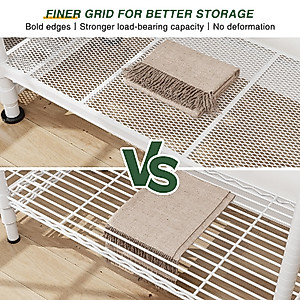 LEHOM G3 Garment Rack Heavy Duty Clothes Rack for Hanging Clothes, Freestanding Portable Wire Clothing Rack with Shelves, Adjustable Wardrobe Closet Rack, DIY Hanging Clothes Racks for Bedroom,White