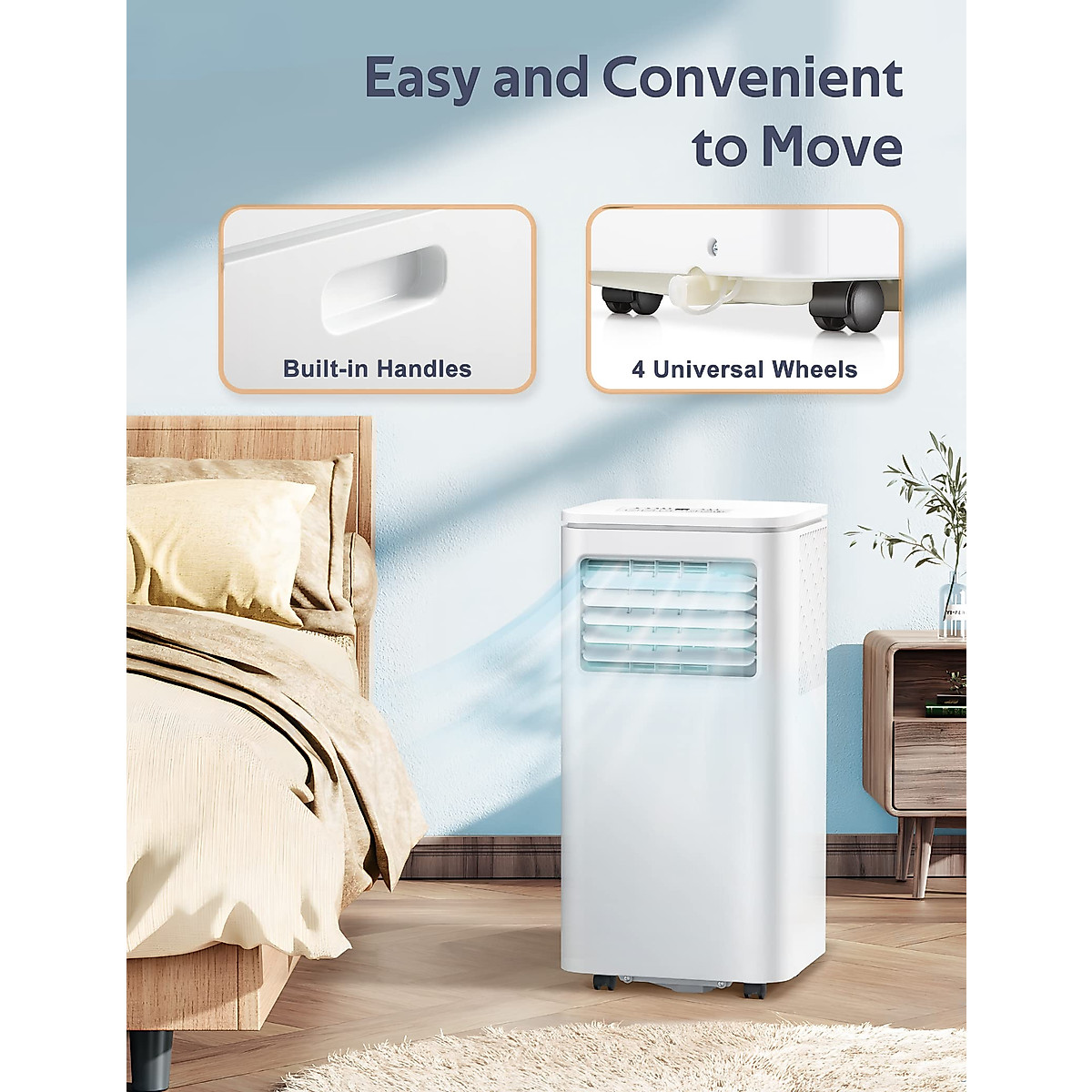 ZAFRO 8,000 BTU Portable Air Conditioners, Air Conditioners for Room up to 350 Sq.ft, Portable AC Unit with Remote/Digital Display/24Hrs Timer/Installation Kits for Home/Office/Dorms, White
