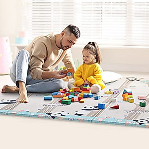 Bammax X-Large Waterproof Foam Padded Baby Play Mat | Reversible & Foldable | Safe & Thick Baby Foam Play Mat | 70" x 78" | Use as Baby Crawling Mat or Kids Play Mat for Floor | Includes Travel Bag