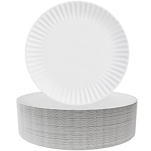 Paper Plates 9 Inch Bulk Paper Plates | White Paper Party Plates | Uncoated Disposable Microwavable Paper Plates | Microwave Safe Dishes For Everyday Dinner Picnic BBQ Party Event Crafts | 100 Pack