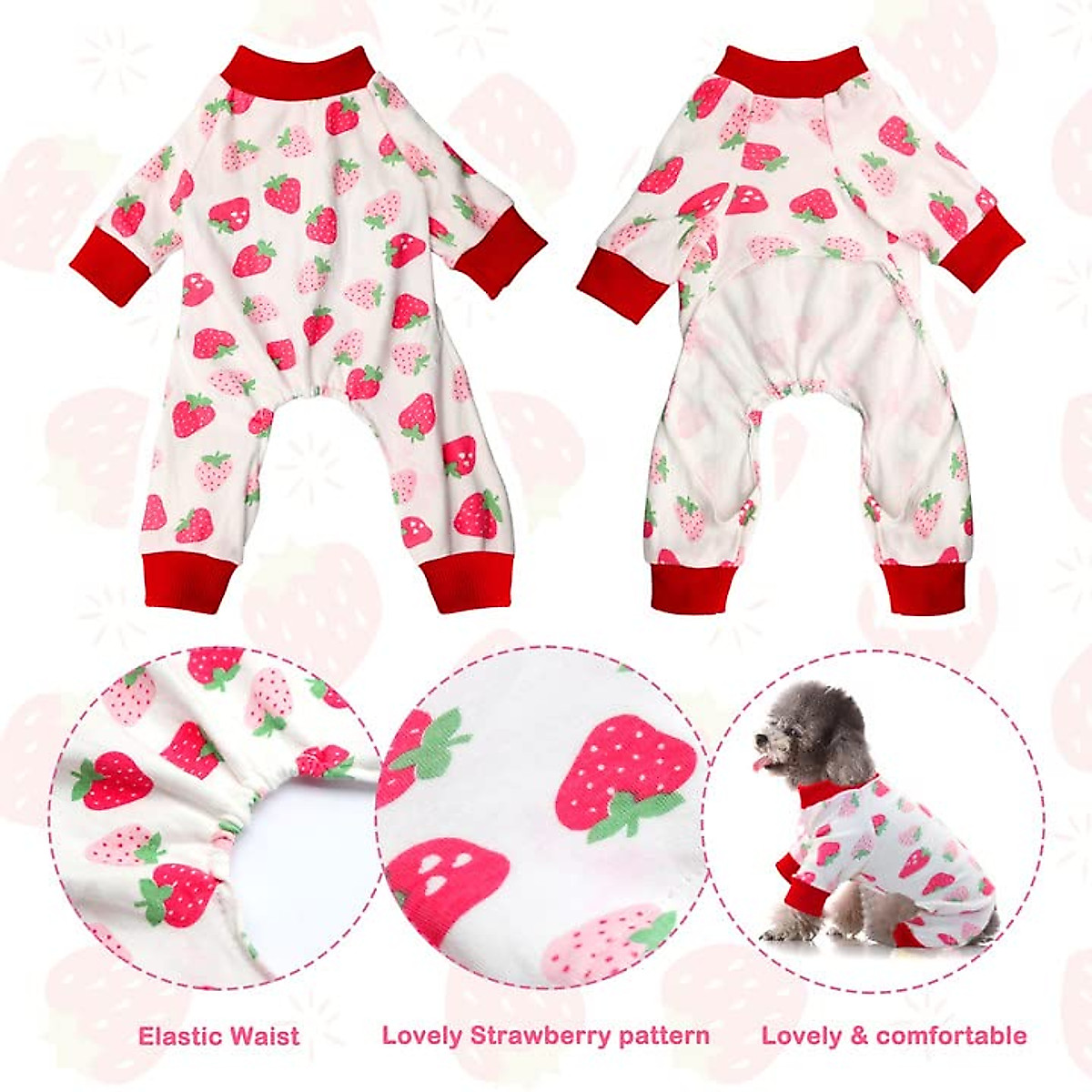 Rypet Small Dog Pajamas 2 Pack - Cute Cat Pajamas Onesie Soft Puppy Rompers Pet Jumpsuits Cozy Bodysuits for Small Dogs and Cats（Blue + Red）