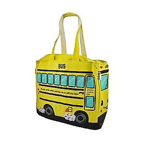 Yellow School Bus Insulated Canvas Tote Bag