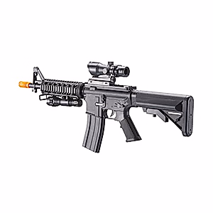 350 FPS Heavy Version M4 Airsoft ABS Plastic Spring Rifle w/Flashlight and Red Dot Sight (Color: Black)