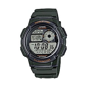 Casio Men's '10-Year Battery' Quartz Resin Watch, Color:Green (Model: AE1000W-3AV)
