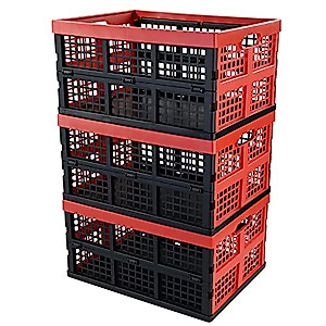 Jandson Folding Storage Crate 34 L, Collapsible Milk Crate 3 Packs