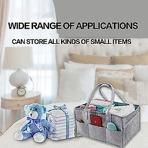 Baby Diaper Caddy Organize,Nursery Basket Set,Boys Girls Nursery Storage Bin,Large Nursery Holder Tote with Removable Compartments,Car Organizer for Diapers and Baby Wipes Newborn Essentials (Gray)