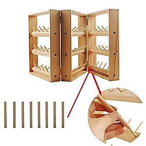 BAENRCY 69 Spools Collapsible Wooden Thread Holder Rack Sewing and Embroidery Foldable Thread Rack and Organizer Thread Rack for Sewing