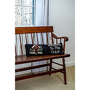 Chandler 4 Corners Artist-Designed Welcome to The Cabin Hand-Hooked Wool Decorative Throw Pillow (8” x 24”)