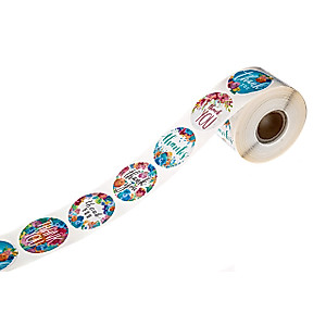 Bright Watercolor Floral Thank You Labels / 1.5” Sticker / 500 Vibrant Color Stickers for Business Or Personal Use