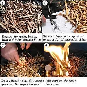 WENIFU 4.25 Inch Flint Fire Starter, Survival Ferro Rods Starter with Easy Grip Handle and Multifunction Striker, Waterproof Flint Fire Can be Struck 15000 Times for Camping, Hiking (Pack of 2)