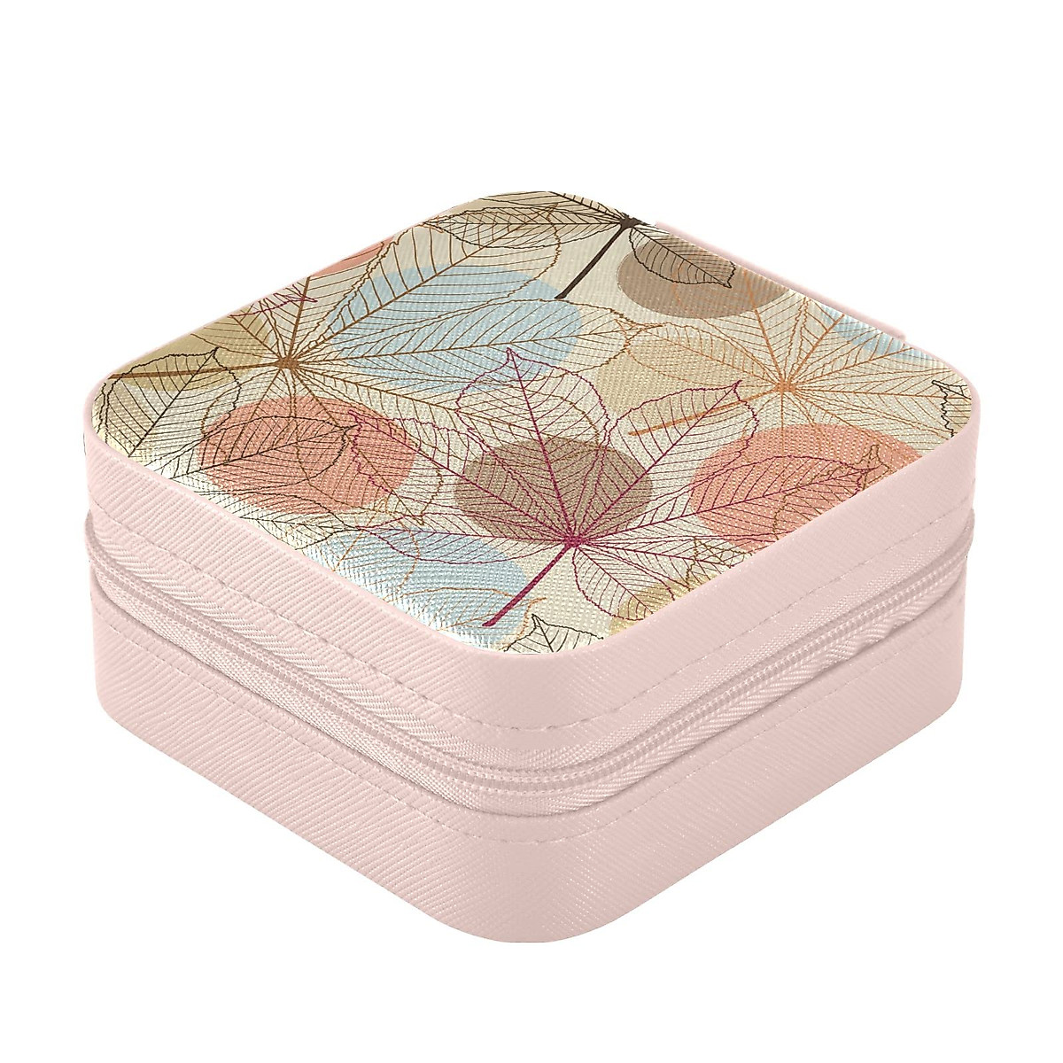 linqin Travel Jewelry Box Organizer Maple Leaves Portable Jewelry Storage Box Case for Earring Rings Necklace Bracelets Accessories Gifts for Women Gis Wife Daughter