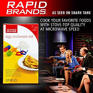 Rapid Brands 7-Piece Microwave Poached Egg & Omelette Cookware Set | Perfect for Dorm, Small Kitchen, or Office | Dishwasher-Safe, Microwaveable, & BPA-Free
