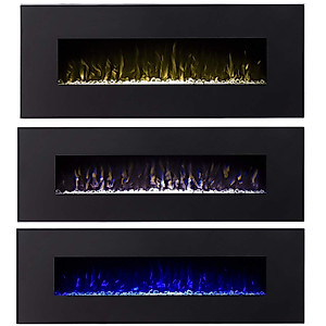 Regal Flame Denali Black 60 Log, Pebble, Crystal, 3 Color Heater Electric Wall Mounted Fireplace Better Than Wood Fireplaces, Gas Logs, Fireplace Inserts, Gas Fireplaces, Space Heaters, Propane