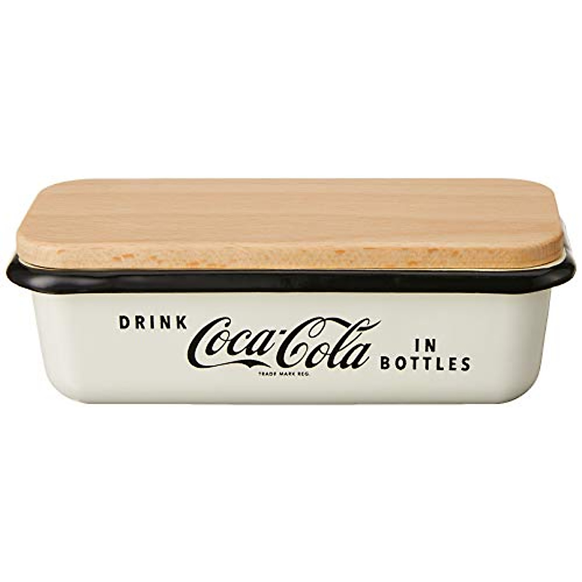TableCraft's Coca-Cola Enamel Butter Dish with Lid 6.5 x 3 x 2.25", White