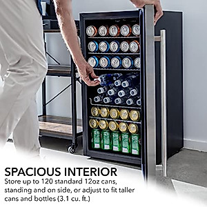 Whynter BR-130SB Beverage Refrigerator with Internal Fan – Stainless Steel 120-Can Capacity