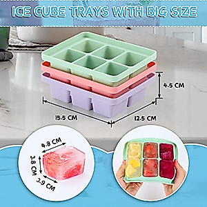 STARBRILLIANT Ice Cube Tray, Easy-Release Silicone Large Ice Moulds with Removeable LidsPerfect for Chilled DrinksFreezer, Baby Food, Whiskey and Cocktail, LFGB Certified (Set of 3(18 ice cubes))