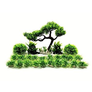 Artificial Aquarium Green Water Plants Tree Set 25 Pcs, Fish Tank Aquarium Decorations, Made of Soft Plastic, Safe for All Fish & Pets (Set 1)