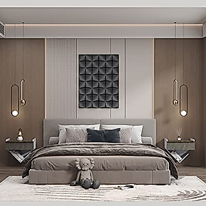 Pmnianhua Floating Nightstand with Drawer Set of 2,Wall Mounted Night Stand,Bedside End Table with Storage for Bedroom Dorm Small Space (Dark Gray, 17 in)